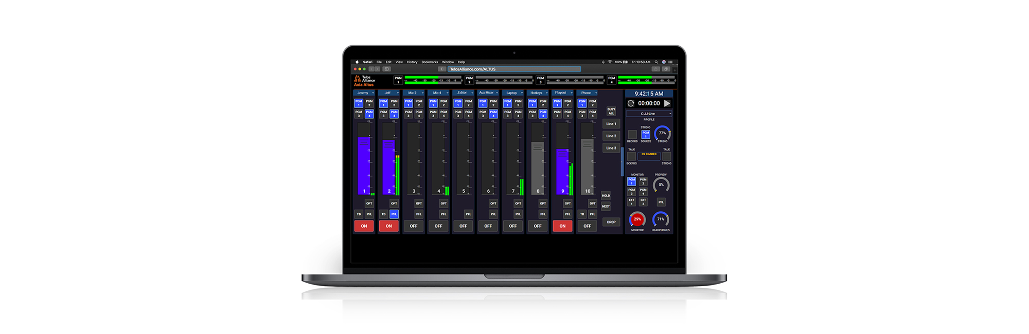 Axia Altus Virtual Mixing Console