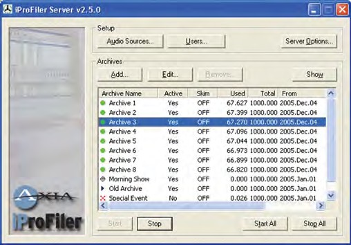 Axia iProfiler Automated Program Archiving | Telos Alliance