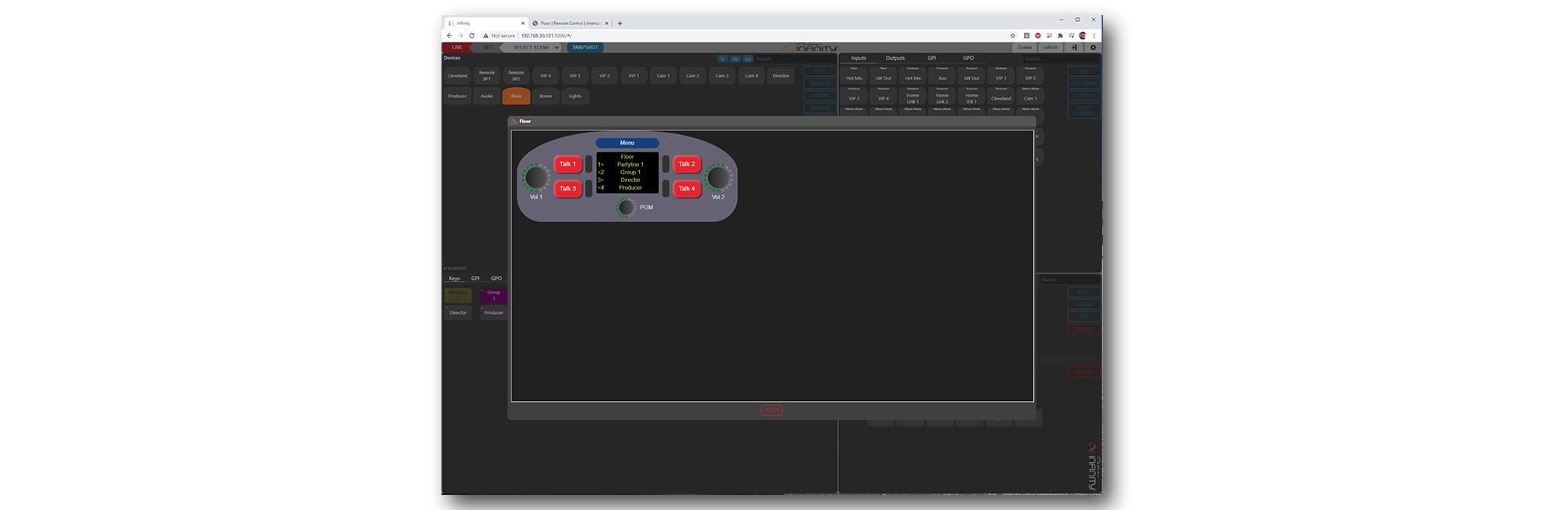 Telos Infinity IP Intercom Dashboard Enterprise Software | Telos Alliance